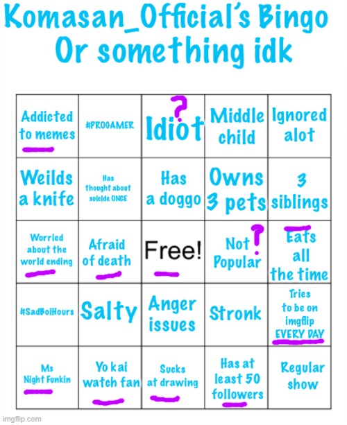 Image tagged in komasan_official s bingo - Imgflip