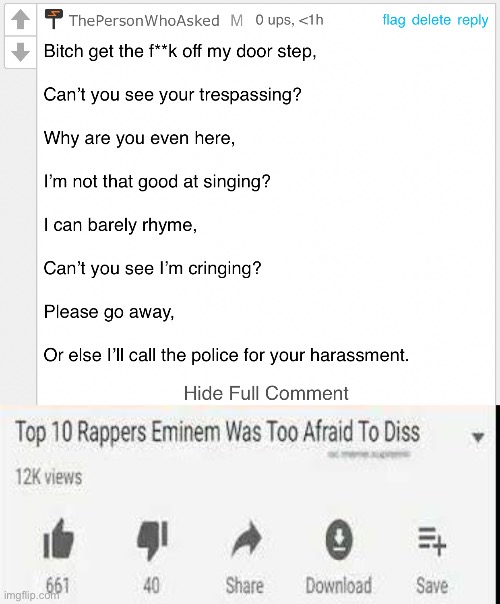 Image tagged in top 10 rappers eminem was too afraid to diss - Imgflip