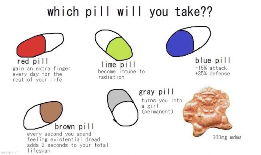 A repost from reddit but whatever, which pill? - Imgflip