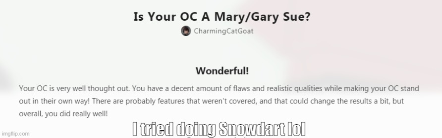 https://www.quotev.com/quiz/14138651/Is-Your-OC-A-MaryGary-Sue - Imgflip