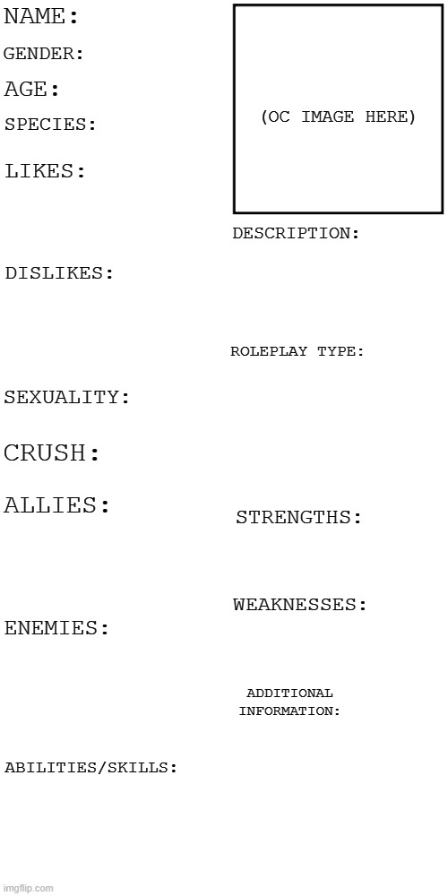  Updated Roleplay OC Showcase Blank Template Imgflip