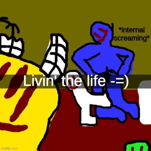 he got photobombed lmao (but seriously can we get an F for blue guy ...