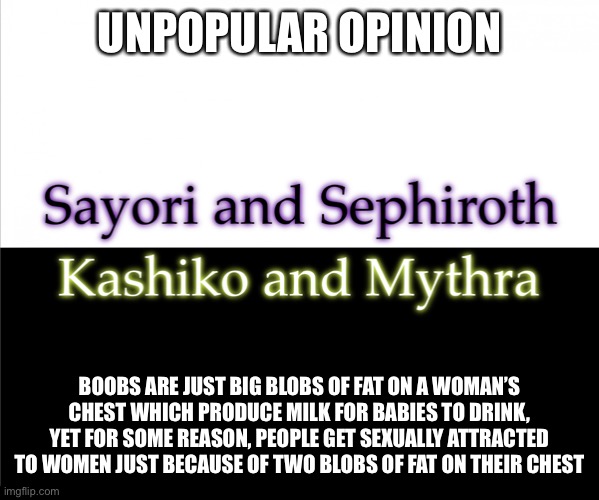 Image Tagged In Two Sides sayori And Sephiroth kashiko Murasaki And 