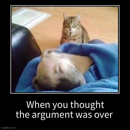 Image tagged in demotivationals,grumpy cat,argument,next,relationships ...