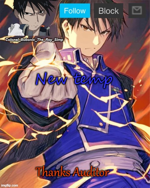 Hey look ma, another Roy Mustang temp! - Imgflip