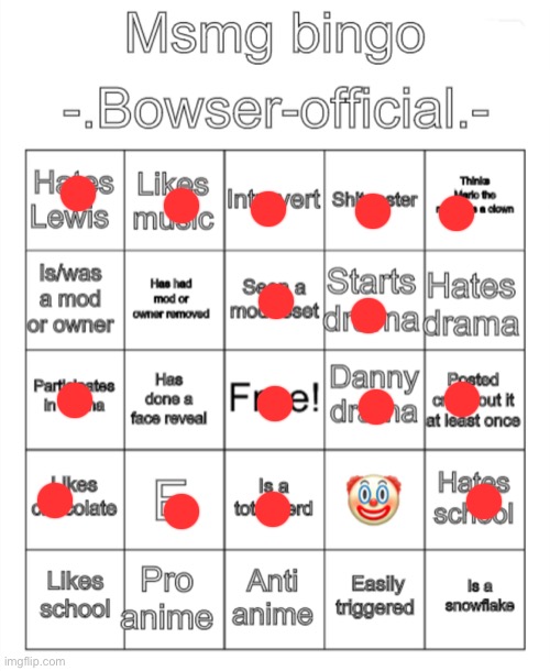 Msmg bingo. -.Bowser-official.- version - Imgflip