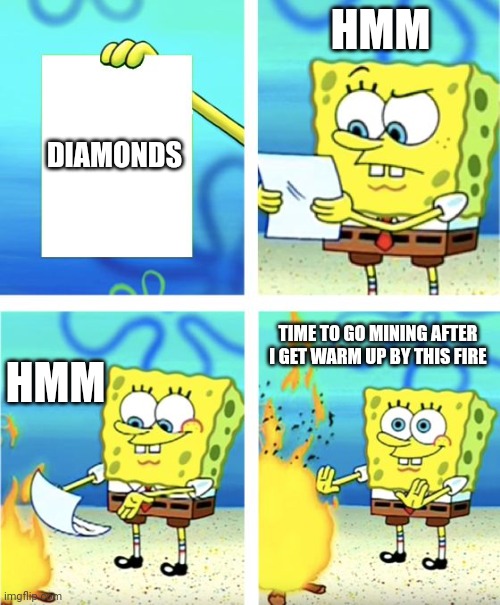 Spongebob Burning Paper - Imgflip