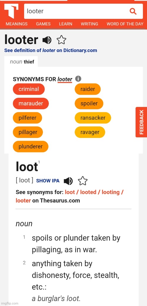 TD Vocabulary Lesson of the Day: Loot/Looter | Political Talk