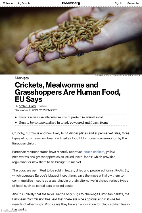 EU Pushing Bugs & Insects As Source Of ‘Sustainable’ Protein For Humans ...