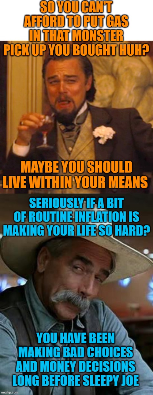 Image tagged in leonardo dicaprio django laugh,sam elliott - Imgflip