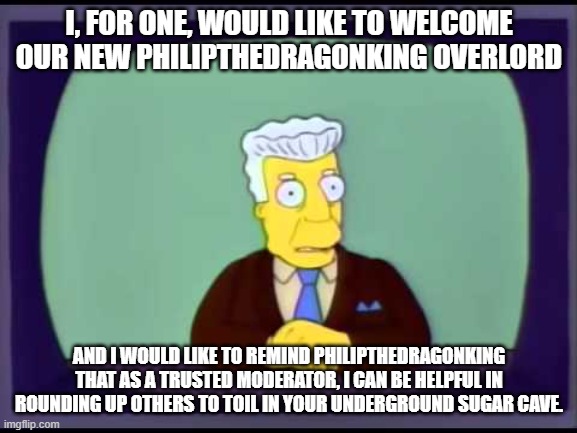 Kent Brockman welcomes overlords - Imgflip