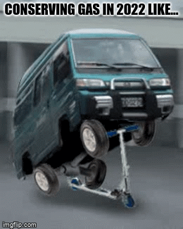 Image tagged in gifs,conserving gas,gas prices be crazy,van riding ...