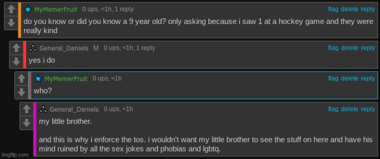 i enforce the tos for a reason - Imgflip