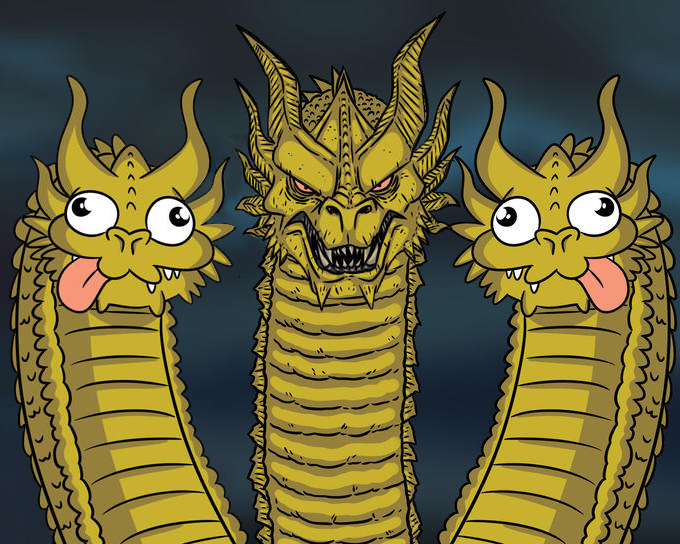 Three Headed Dragon But Stupid Blank Template Imgflip