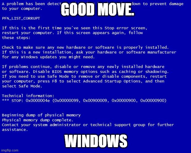 Blue screen of death - Imgflip