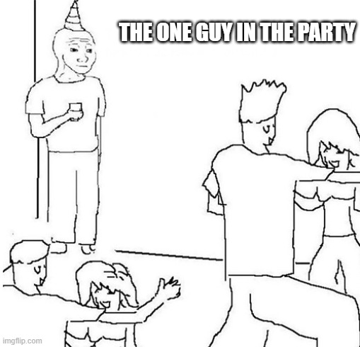 Guy in corner of party - Imgflip