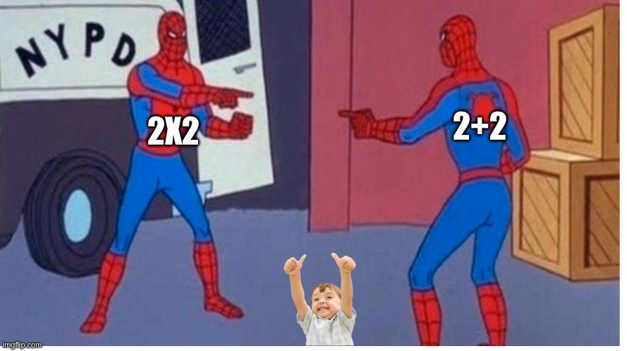 Spidermans pointing and an exited kid - Imgflip