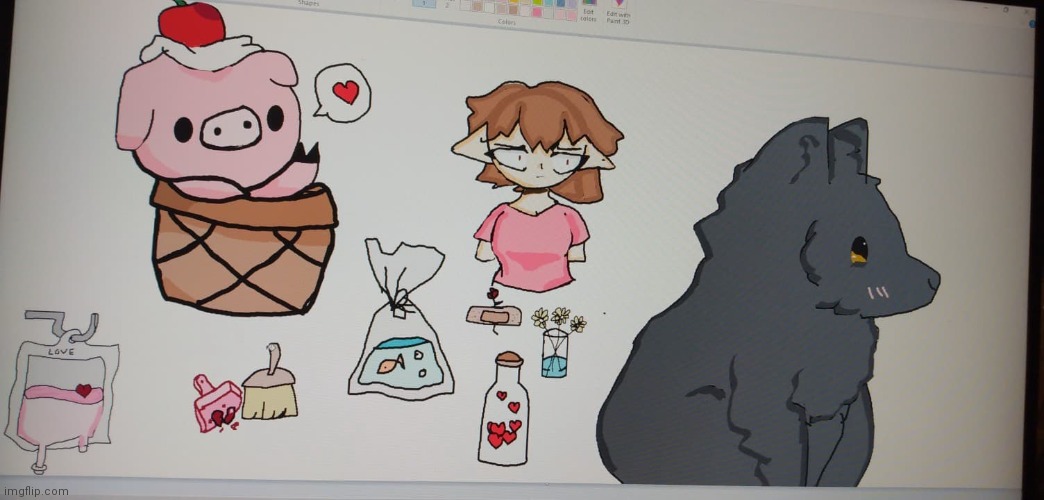 First time drawing on a computer. Redone some doodle from google - Imgflip