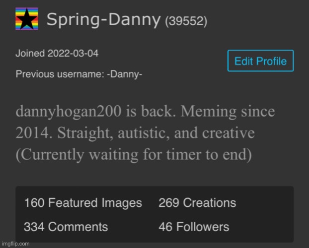 Cloud, here is my proof. A screenshot of my regular profile with [edit ...