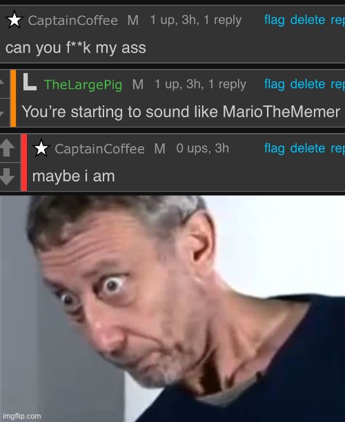 Image tagged in michael rosen stare - Imgflip