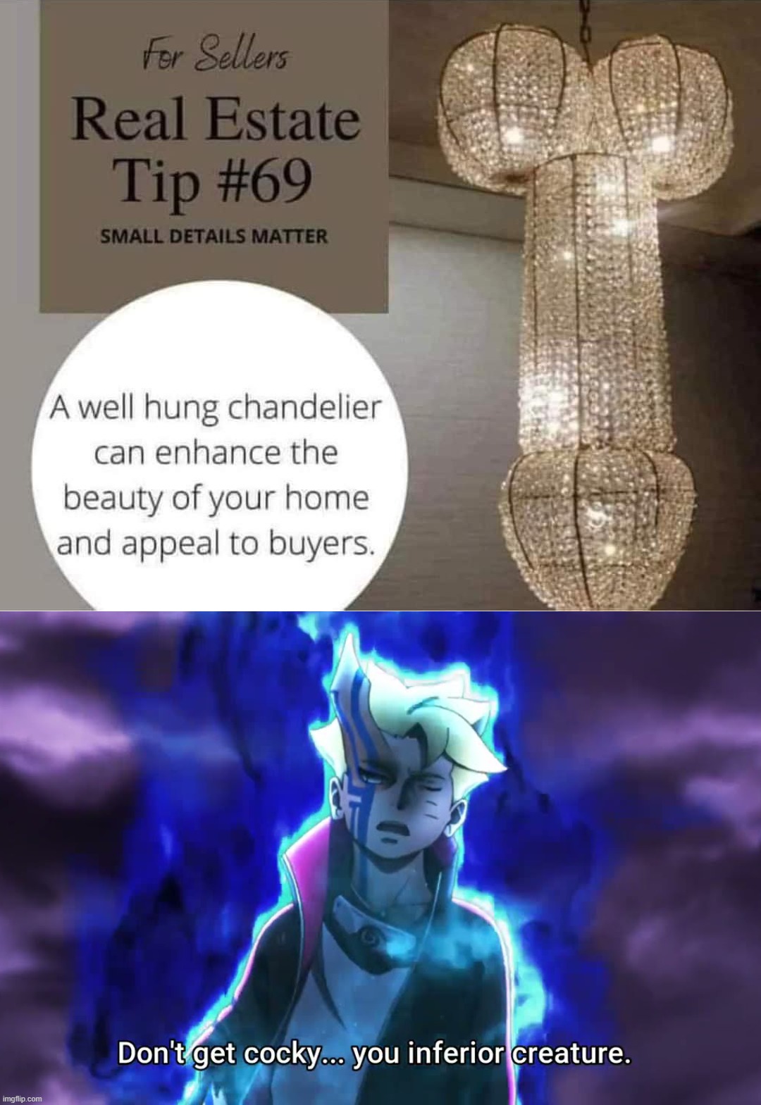 Image tagged in don't get cocky you inferior creature - Imgflip