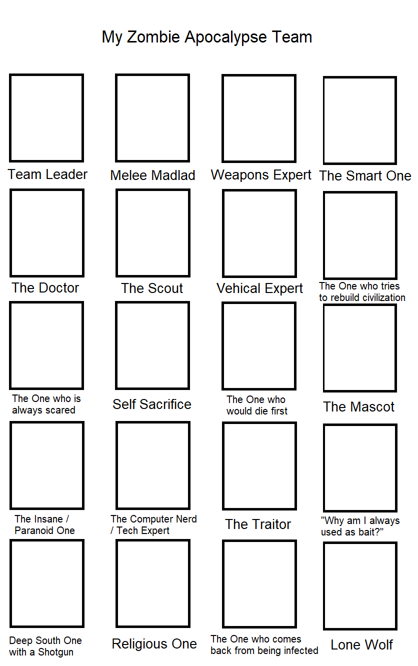 Zombie Apocalypse Team Template Printable Word Searches