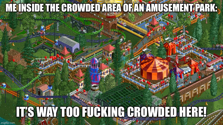Amusement parks can be crowded sometimes. - Imgflip
