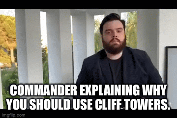 TDS Commander explaining why you should use cliff towers. - Imgflip