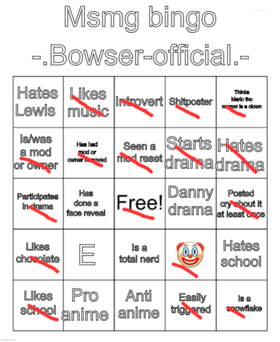 Msmg bingo. -.Bowser-official.- version - Imgflip