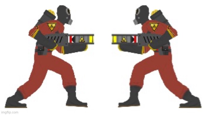 Pyro with a mini nuke launcher and some mini nukes - Imgflip