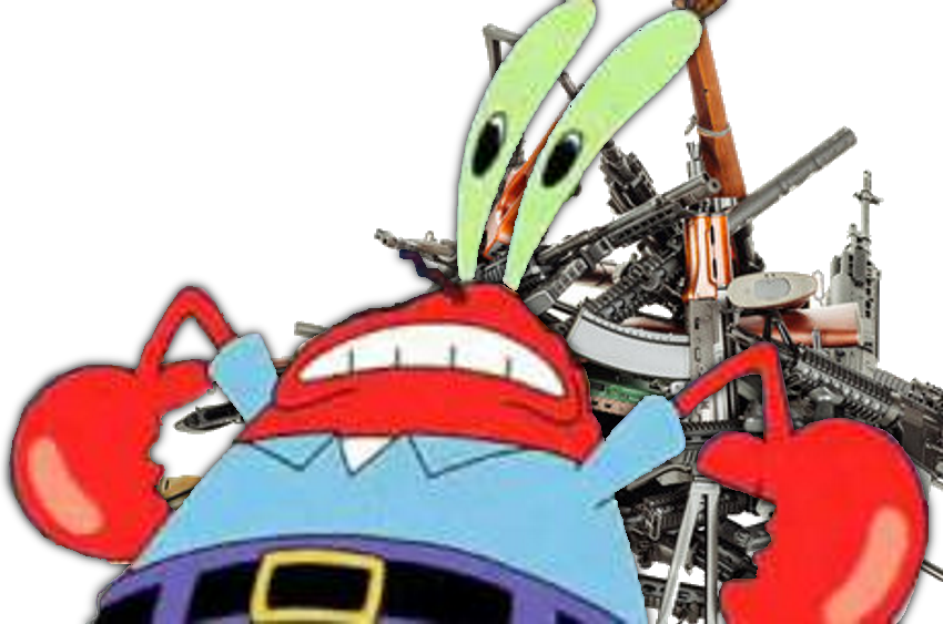 Mr Krabs Protecting Guns Blank Template Imgflip