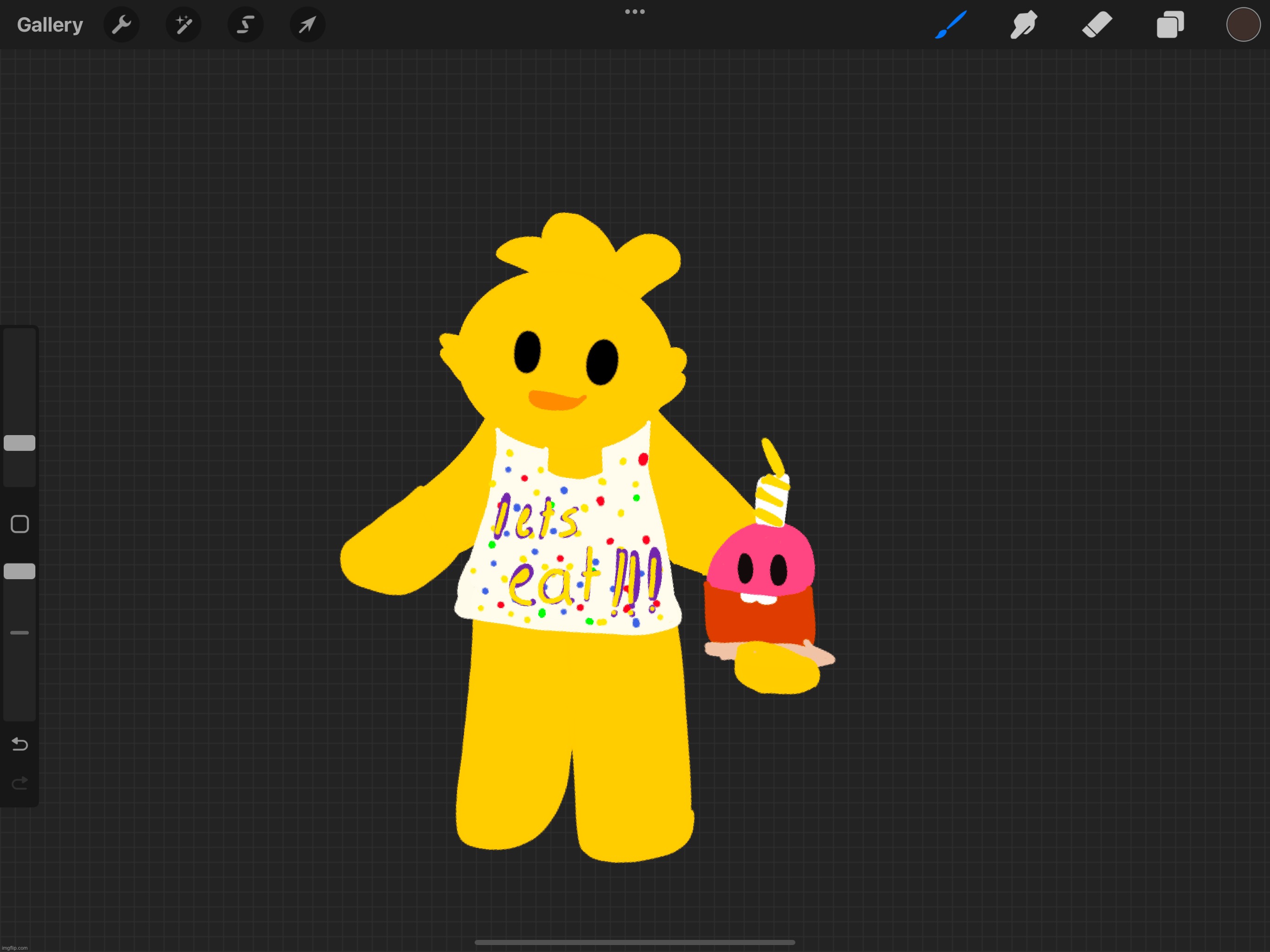 i drew chica and her cupcakke, i think his name is theodore - Imgflip