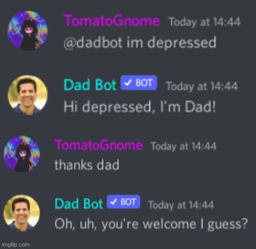 Dad Bot does not care - Imgflip