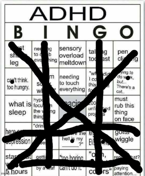 adhd bingo - Imgflip