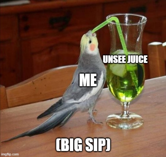 Bird drinking green juice - Imgflip