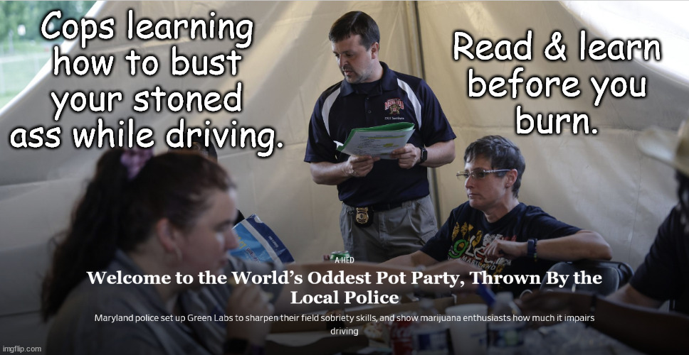 Maryland cops throw Real Pot Party to learn how to DUI yo ass. Careful ...