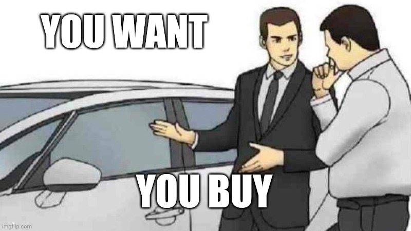Car Salesman Slaps Roof Of Car Meme - Imgflip