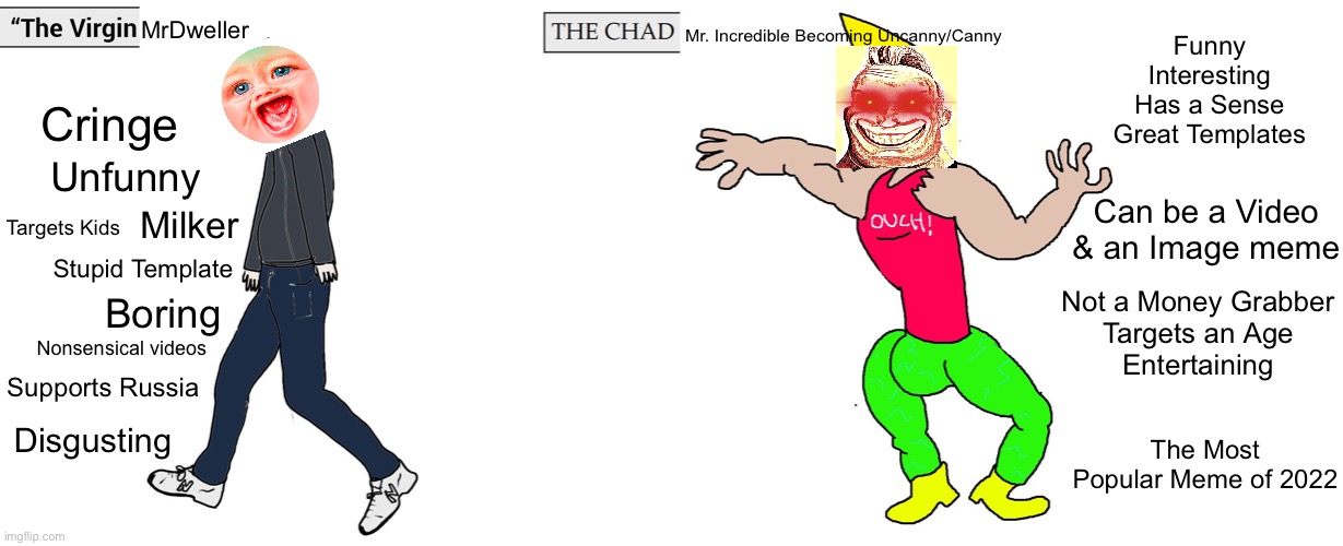 The Virgin MrDweller Vs The Chad Mr Incredible Becoming Uncanny Canny 