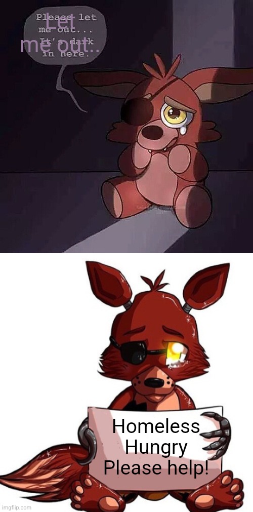 Image tagged in scared foxy plash,foxy sign - Imgflip