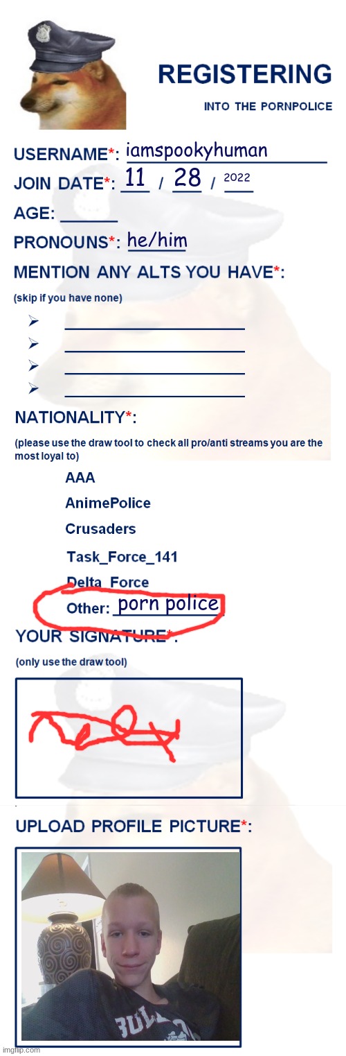 PornPolice Register Request - Imgflip