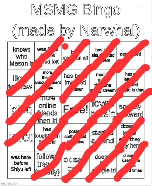 msmg bingo - Imgflip