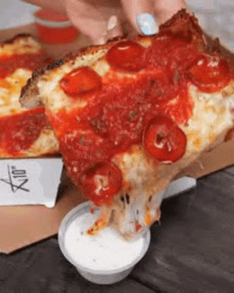 Pizza dipped in ranch dressing - Imgflip