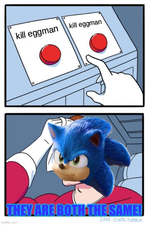 If sonic presses the wrong kill eggman button earth will be destroyed ...