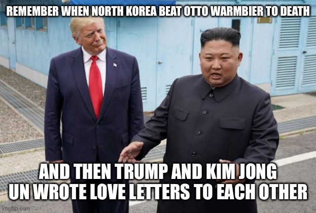 Trump looking at Kim - Imgflip