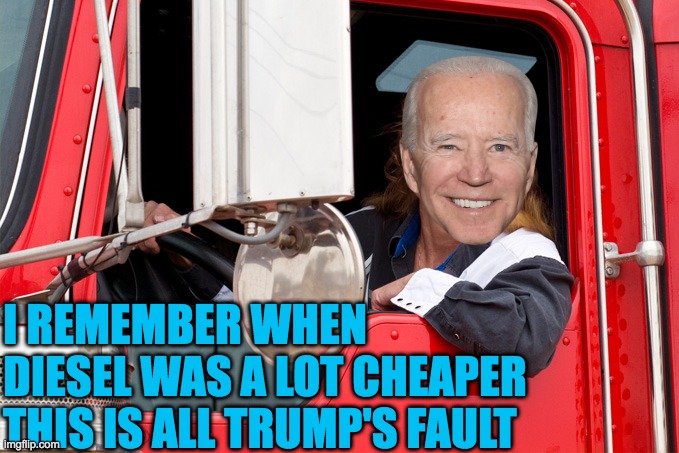 This trucker can't believe his eyes at the price of diesel - Imgflip