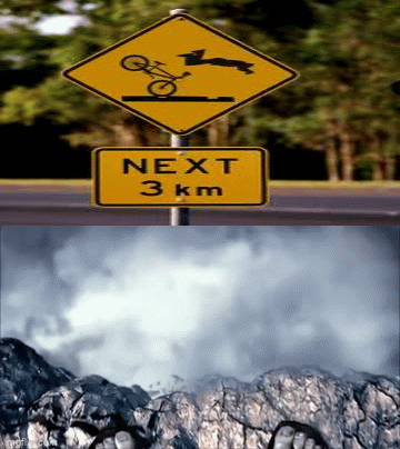 Falling off bike road sign - Imgflip