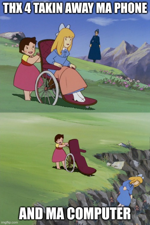 girl pushing girl off cliff by "accident" - Imgflip