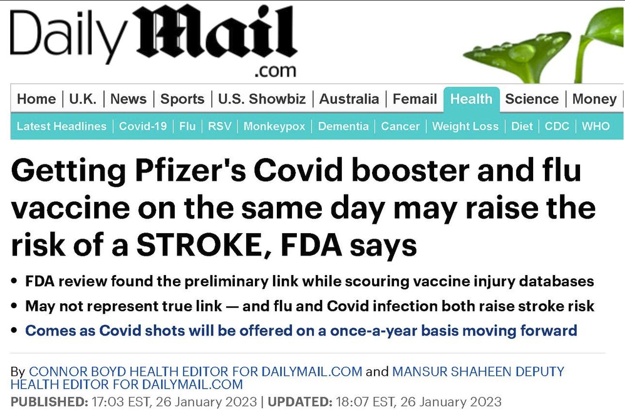 COVIDIOTS: Risk of stroke multiplies with Pfizer COVID & flu boosters ...