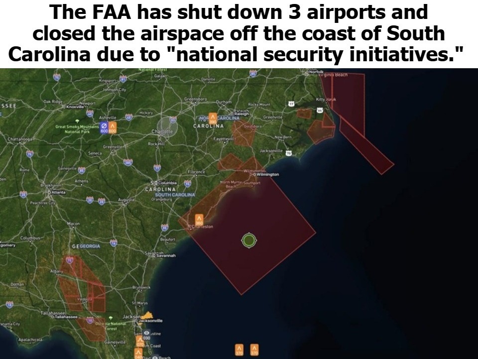 The FAA has shut down 3 airports and closed the airspace off the coast ...