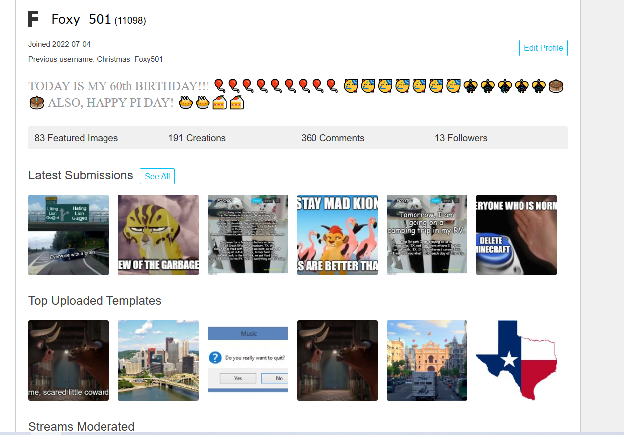 Foxy501 profile Blank Template - Imgflip